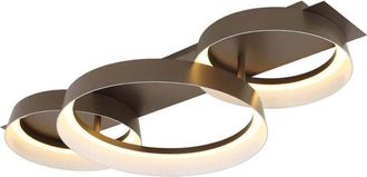 Globo Lighting Plafonnier LED, lampe de plafond, lampe de salon, abat-jour opale couleur caf&eacute; mat, L 70 cm