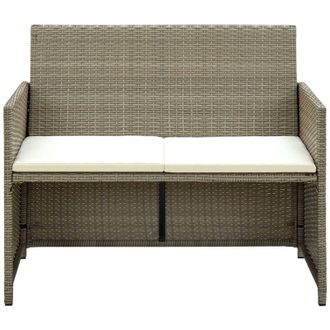 vidaXL Vidaxl - Canap&eacute; de jardin &agrave; 2 places avec coussins Beige R&eacute;sine tress&eacute;e