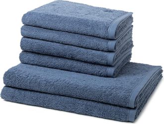ROSS 6 teiliges Frottier-Set - Vita (4 X Handtuch 2 X Duschtuch im Set) - 520 g/m2 - Baumwolle - Walkfrottee - saugstark - weich und flauschig - Denim