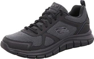 Skechers Homme Track Bucolo Shoes, Black Leather Mesh Trim, 45 EU