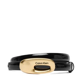 Calvin Klein Dameng&uuml;rtel Calvin Klein Oval Buckle Shiny Strap 15Mm LV04F7064G Schwarz
