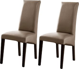 Ars Natura home24 Polsterstuhl Foxa 2er-Set 47 x 102 x 57cm Beige/Cappuccino Buche Dunkel