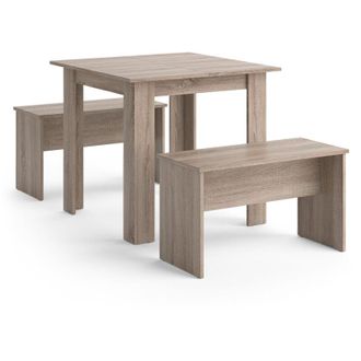 Vicco Ensemble de table &agrave; manger Sentio, Sonoma, 80 x 80 cm avec 2 bancs Vicco