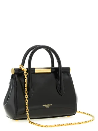 Dolce & Gabbana Womens Marlene Top Handle Bag Black Calfskin Leather