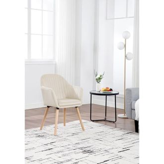 Woltu Woltu - 1x Esszimmerstuhl, Küchenstuhl mit Rückenlehne Armlehne, Wohnzimmerstuhl, Polsterstuhl aus Samt Massivholz, für Esszimmer, Küche, Cremeweiß