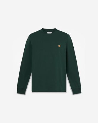 Timberland Dunstan River Langarmshirt in schmaler Passform mit Stickerei f&uuml;r Herren in Dunkelgr&uuml;n, Herren, Gr&uuml;n, Gr&ouml;&szlig;e