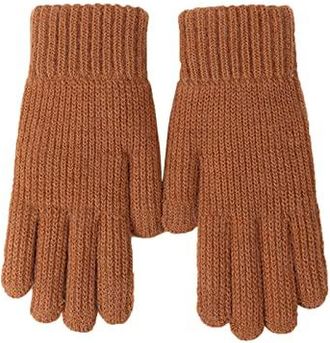 Generic Gants Femme,Gants Homme Hiver,Gants tricot&eacute;s hiver avec fil polaire ext&eacute;rieur coupe-vent et gants chauds froids (Coffee, One size)