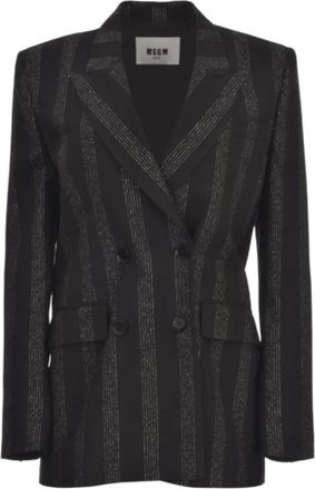 Msgm Msgm, Femme, Vestes, Noir, Taille: 42 FR Veste structur&eacute;e en laine avec applications florales