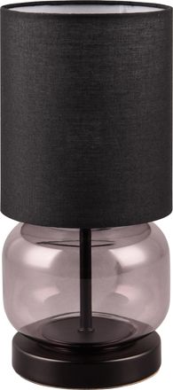 Trio Leuchten Tischleuchte Elio 517800154, Metall Schwarz matt, Glas rauchfarbig, Schirm Stoff Schwarz, exkl. 1x E27