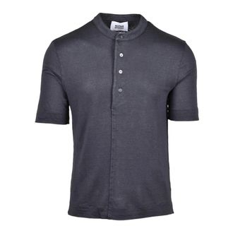 Alpha Studio T-shirt en lin stretch - Homme - Tops - Gris - Taille: M