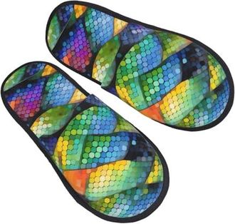 Generic Chaussons Imprimé Écailles De Poisson Rainbow Anti Odeur Pantoufles En Coton Doux Pantoufles Pour Outdoor De Camping Chambre L