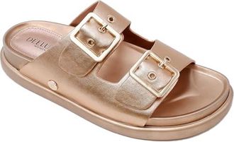 Deeluxe Sandale Sadia Femme Adulte, Mules À Deux Brides, Confort Ergonomique, 100% Polyuréthane, Boucles Dorées Ajustables, Modèle Polyvalent, Indispensablepo