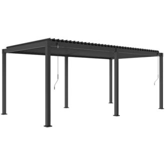 BIZZOTTO Pergola bioclimatique autoport&eacute;e antracite 600x300x240