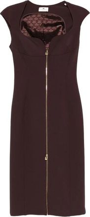 Elisabetta Franchi Femme, Robes, Brun, Taille: 42 FR Robe fourreau en cr&ecirc;pe stretch double &eacute;paisseur