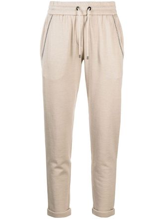Brunello Cucinelli pantalon de jogging en lin m&eacute;lang&eacute; - Tons neutres