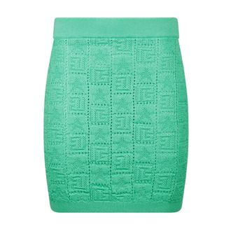 Balmain Femme, Jupes, Vert, Taille: 36 FR Jupe Tricot Monogramme avec &Eacute;toiles