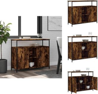 vidaXL Sideboard Räuchereiche 100x35x80 cm Holzwerkstoff - Sideboard - Wohnzimmermöbel - Holzmöbel - Regal - Aufbewahrung