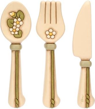 Thun 3-teiliges Wandbesteck - Keramik - Kollektion Country Bloom - Gabel 6,8 x 2,9 x 2,4 cm H Messer 5,5 x 2,9 x 2,4 cm H L&ouml;ffel 7,2 x 2,9 x 2,4 cm H