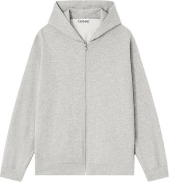 Ganni Femme, Sweatshirts et sweats &agrave; capuche, Gris, Taille: 34/36 FR Isoli Teddy Oversized Zip Sweat &agrave; capuche