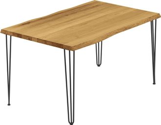 Lamofootwear Manufaktur Esstisch Küchentisch Schreibtisch Couchtisch aus Massivholz, mit Baumkante 100x80x76 cm (AxBxH), Creative, Rustikal/Schwarz, LUB-01-A-003-9