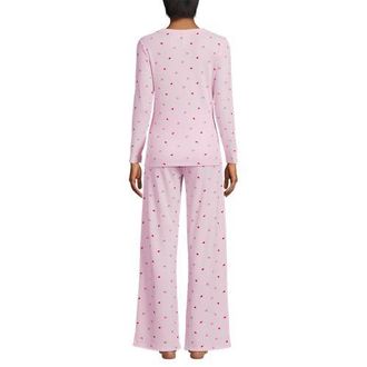 Lands End Gemustertes Pyjama-Set, Damen, Gr&ouml;&szlig;e:40-42 regular, Pink, Polyester/Viskose/Polyester-Mischung, by Lands End