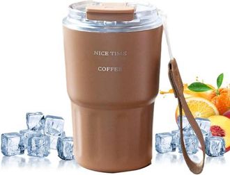 Generic Gobelets en acier inoxydable de 360 ml avec couvercle et paille - Tasse de r&eacute;tention du chaud et du froid pour voyage, usage quotidien, activit&eacute;s de p