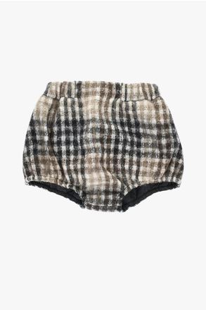 Douuod Wool-Blend Checked Shorts With Elasticated Waist size 10 Y