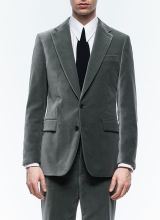 Fursac Veste de costume en velours - Taille 46 - Homme