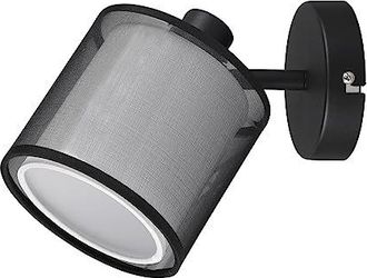 Trio Leuchten Wandspot Burton 811400132, Metall Schwarz matt, Schirm Stoff weiß, exkl. 1x E14