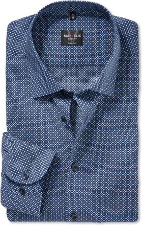 Marvelis Herren Oberhemd Langarm Body-Fit,Einfarbig,18 New York Kent,Marine 18,40