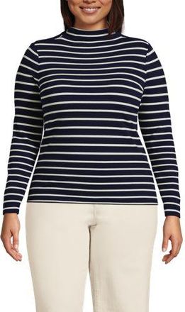 Lands End Softes Stehbund-Shirt, Damen, Größe:20-22 plus, Blau, Elasthan/Viskose/Viskose-Mischung, by Lands End
