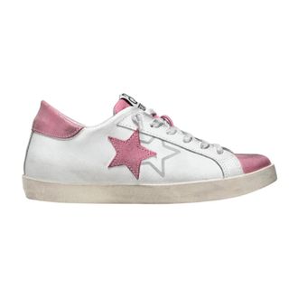 2Star Wei&szlig;e Leder Low Glitter Sneakers - - Shoes - Damen - Wei&szlig; - 36 EU