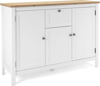 Homestyle4u 1938, Kommode Sideboard, Schrank mit 4 Schubladen, Wei&szlig; Holz