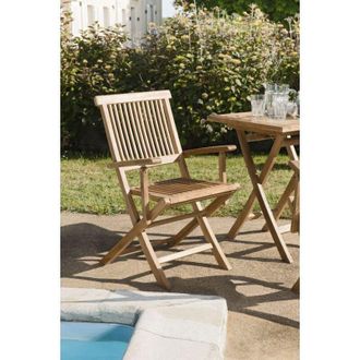 Macabane Macabane - fun - Ensemble de 2 fauteuils de jardin Java en bois Teck