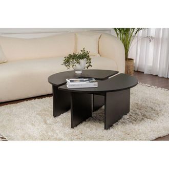 Calicosy Calicosy - Table Basse - Bois Noir, &Eacute;l&eacute;gance Sombre, 90x90x41 cm Id&eacute;ale pour Salon et Salle de S&eacute;jour