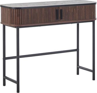 Beliani Console Moderne à Portes Coulissantes Contours Planchettes Bois Sombre Rétro Jose