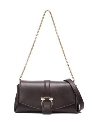 Ferragamo sac &agrave; bandouli&egrave;re &agrave; rabat - Marron