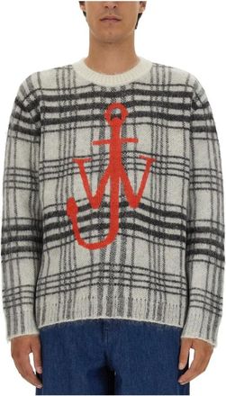 J.W.Anderson Homme, Pulls, Multicolore, Taille: M Pull Ras du Cou &agrave; Carreaux Tartan