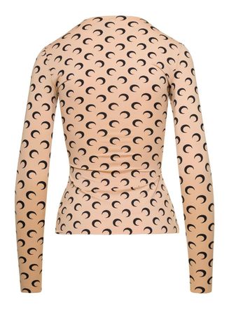 Marine Serre Womens T-Shirt Crescent Moon Beige Polyamide Top