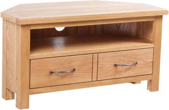 vidaXL Vidaxl - Meuble TV en bois de ch&ecirc;ne solide avec tiroir - Dimensions 88 x 42 x 46 cm - Sortie c&acirc;bles pratique - Esth&eacute;tique rustique