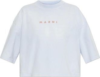 Marni Femme, Tops, Bleu, Taille: 34 FR T-shirt avec logo imprim&eacute;