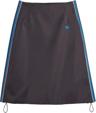 adidas Femme, Jupes, Bleu, Taille: 38 FR Jupe en satin avec rayures au crochet