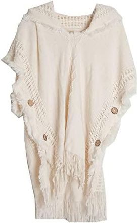 Generic Poncho Femme Hiver Chaud Chale Femme Hiver Chaud Cape Femme Effet enveloppant &Eacute;charpe Unie Ou Carreaux Multicolores Frang&eacute;e Ceinture Chapeau Inclus