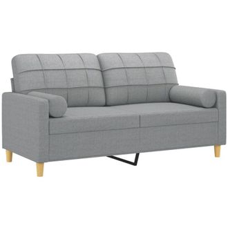 vidaXL 2-Sitzer-Sofa mit Zierkissen Hellgrau 140 cm Stoff - Vidaxl