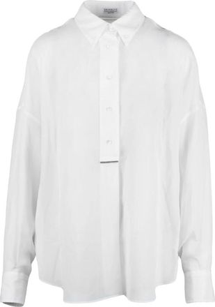 Brunello Cucinelli Femme, Blouses et Chemises, Blanc, Taille: 40 FR Blusa Garzata