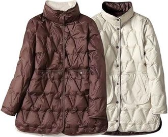 Generic Doudoune matelass&eacute;e r&eacute;versible l&eacute;g&egrave;re pour femme, veste dhiver surdimensionn&eacute;e d&eacute;contract&eacute;e avec poches, caf&eacute;, 3XL