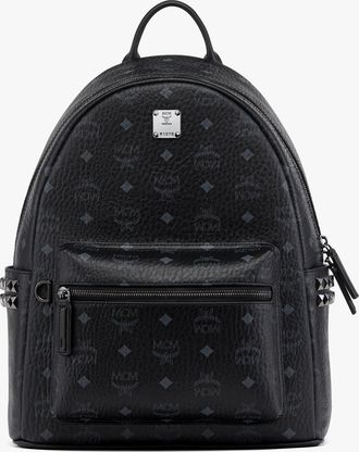 MCM Stark Rucksack in Visetos mit seitlichen Nieten COGNAC VISETOS