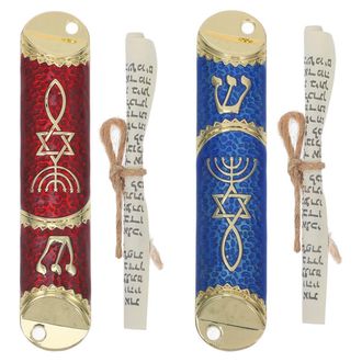 Artibetter 2 St&uuml;ck Metall mezuzah mit Schriftrolle K&uuml;nstlerisches T&uuml;rdekor mit J&uuml;dischem Schutzsymbol Einfache Montage Traditionelles Geschenk f&uuml;r J&uuml;dische Feier