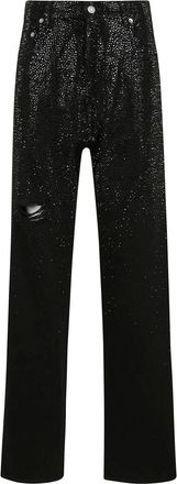 Golden Goose Femme, Pantalons, Noir, Taille: W26 Pantalon en denim de coton avec cristaux d&eacute;grad&eacute;s