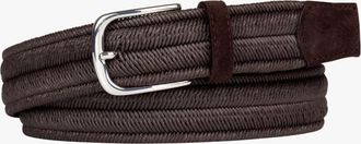 Profuomo Fischgr&auml;t-Flechtg&uuml;rtel mit Baumwolle und Velourslederakzenten in